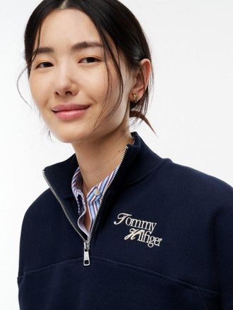 Tommy Hilfiger Sweatshirt SCRIPT REG MK-NK HALF ZIP SWT Baumwollmischung