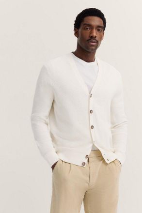 Bugatti Cardigan Regular Fit mit V-Ausschnitt und Ripp-Struktur