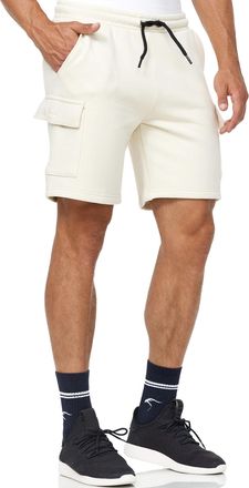 Indicode Herren Dannie Cargo Sweatshorts mit Kordelzug | Herrenshort Sport Trainingshose White Asparagus, XXL