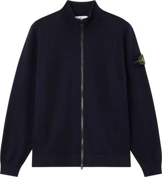 Stone Island RWS-Wollpullover mit Rei&szlig;verschluss und Stretch - - Jackets - Herren - Blau - 2XL