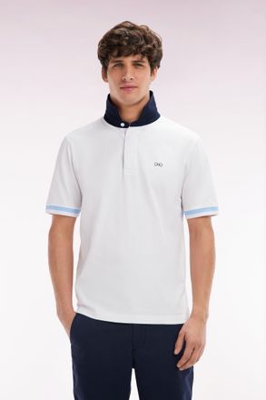 Eden Park Maillot À Manches Courtes En Coton Blanc Broderie Dos Eden Park Coupe Droite