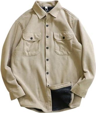 Generic Chemise en velours c&ocirc;tel&eacute; pour homme, deux poches, manches longues, boutons, chemise de travail vintage, d&eacute;contract&eacute;e et de travail, chemise &agrave; revers 