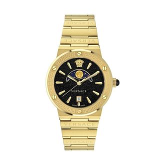 Versace Homme, Accessoires, Jaune, Taille: ONE Size Greca Logo Moonphase Watch