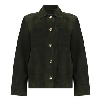 Max Mara Wildleder-Hemdbluse - - Jackets - Damen - Gr&uuml;n - XS
