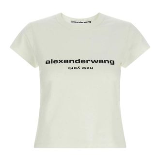 Alexander Wang Femme, Tops, Blanc, Taille: 36 FR Logo Baby Tee