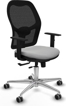 Piqueras y Crespo B&uuml;rostuhl aus grauem Netzgewebe mit 1D-Armen, h&ouml;henverstellbare Lendenwirbelst&uuml;tze. Ausgestattet mit Syncro/Traslack und eingespritztem Schaum. Mit Ro