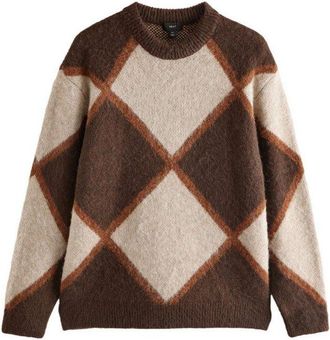 Next Rundhalspullover Angerauter Relaxed Fit Rundhalspullover mit Muster (1-tlg)