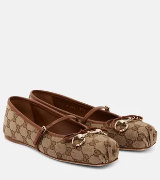 Gucci Ballerines Gucci Horsebit en toile GG