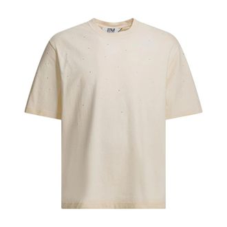 Golden Goose Baumwoll-T-Shirt mit Rundhalsausschnitt und Strassverzierungen - - Tops - Herren - Wei&szlig; - M
