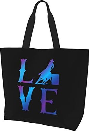 AOOEDM Love Barrel Racing Sac &agrave; provisions r&eacute;utilisable en toile pour femme