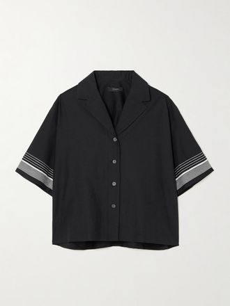 Joseph Chemise En Coton Mélangé À Broderies Leopold - Noir