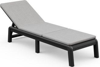 Keter Palma Sonnenliege für den Garten mit 4-Fach Verstellbarer Rücklehne und bequemer Auflage, klappbare Gartenliege, grau, 187 x 58 x 29 cm, pflegeleicht,