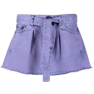 3x1 G&uuml;rtel-Shorts aus Denim mit rohem Saum - - Shorts - Damen - Lila - W28