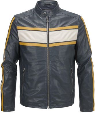 Milestone Lederjacke MSLambert Racing Jacke im Retro Design aus Lammleder