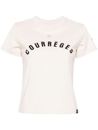 Courrèges t-shirt en coton à logo imprimé - Tons neutres