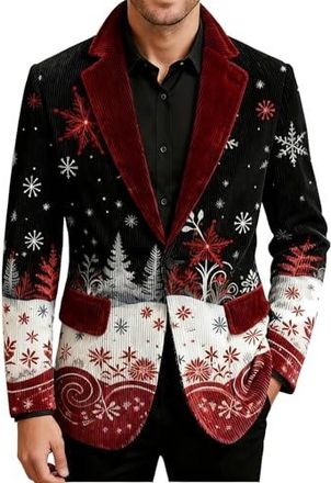 Generic Costume de Noel Homme Veste Blazer Chic et Elegant De No&euml;l Veste de Costume Blazers en Velours C&ocirc;tel&eacute; daffaires Costumes et Vestes Hommes Idee Cadeau 