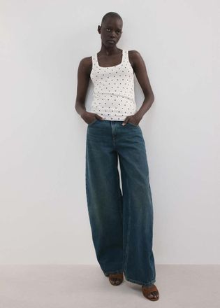 Mango Top maille pois blanc cass&eacute; - Femme - XXS - MANGO