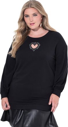 Miamoda Damen gro&szlig;e Gr&ouml;&szlig;en &Uuml;bergr&ouml;&szlig;en Plus Size Sweatshirt, Herz-Cutout, Ballon-Langarm schwarz 54 844853100-54
