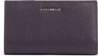 Coccinelle Metallisches Soft Wallet aus genarbtem Leder