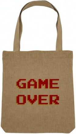 Fabulous Sac Shopping Tote Bag Aspect Lin - Game Over Retro Arcade Gaming Jeux Video 8 Bits - Sac de Courses Toile Epaisse 360g Beige Naturel Cabas Port&eacute; Epaul