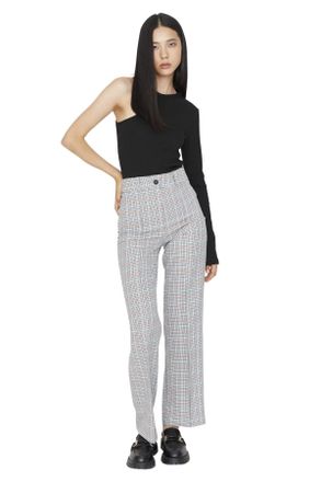 Trendyol Damen Trendyol Mens High Waisted Wide Leg Trousers Pants, Grau, 38 EU