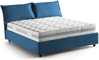 Talamo Italia Doppelbett Sabrina, Bettkasten mit Stoffbezug, 100 % Made in Italy, &Ouml;ffnung vorne, inklusive Matratze 160 x 200 cm, Blau