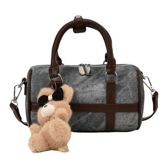 Generic Sac &agrave; bandouli&egrave;re en cuir synth&eacute;tique - Couleur contrast&eacute;e - Pochette sous le bras avec pendentif pour femme - Travail, shopping, bleu, 7.87x4.72x4.13