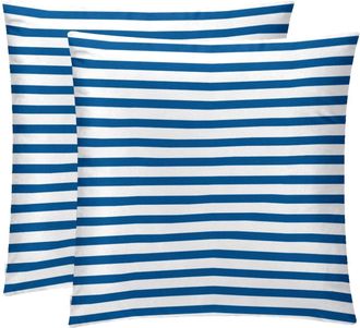 Generic Kissenbezüge, Blau und Weiß, gestreift, 2 Stück