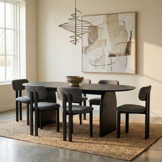 IDIMEX Essgruppe MALA/Franca mit Tisch und 6 St&uuml;hlen, Schwarz/Dunkelgrau - Esstisch oval 180 x 90 cm, robuste MDF Tischplatte, Esszimmerm&ouml;bel Set, St&uuml;hle mit