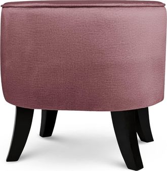 MG Design Ovaler Samt-Hocker 42 x 52 cm in Rosa mit Holzbeinen - Gepolsterter Fu&szlig;hocker f&uuml;r Wohnzimmer oder Schlafzimmer