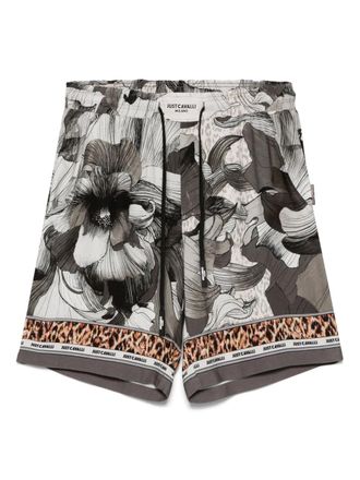 Just Cavalli short à fleurs imprimées - Gris