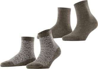 Esprit Damen Heart Pattern Multipack W SSO Baumwolle Gemustert Socken, Braun Nutmeg Melange 0020, 39-42 (2er Pack)