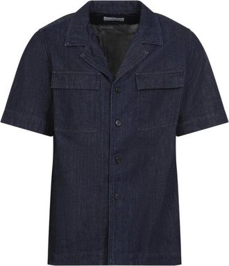 Dries Van Noten Homme, Chemises, Bleu, Taille: S Short Sleeve Denim Camp Shirt