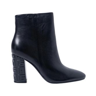 Guess Schwarze Leder Stiefeletten mit Blockabsatz - - Shoes - Damen - Schwarzk - 36 EU