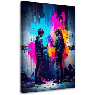 Feeby Tableau d&eacute;co Banksy Graffiti Street art Abstrait 70x100