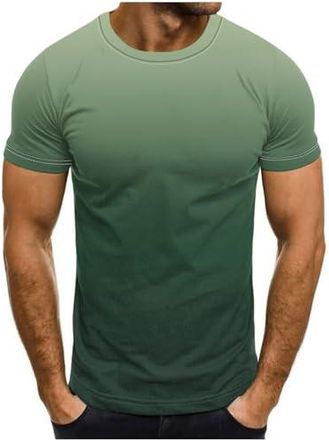 Generic T-shirt &agrave; col rond pour homme, l&eacute;ger, d&eacute;contract&eacute;, &eacute;l&eacute;gant, extensible, confortable, respirant, basique &agrave; manches courtes, chemise de course &agrave; pied et