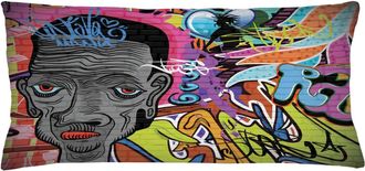 Abakuhaus urban Graffiti Kissenbezug, Hip Hop Geist, Dekorative Kopfkissenhülle mit Beidseitigem Druck Reißverschluß Waschbar, 90 x 40 cm, Magenta Grau