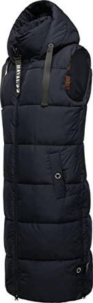 Navahoo Gilet dext&eacute;rieur long sans manches pour femme - Veste dhiver chaude - XS &agrave; 3XL, bleu marine, L