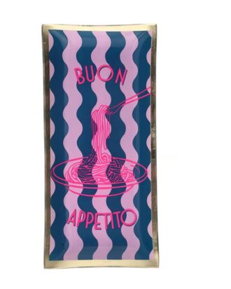 Gift Company Love Plates, Glasteller, L, Motiv: Buon Appetito, neon pink 10x0,8x21cm