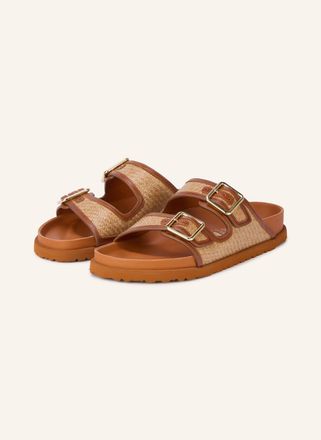 Birkenstock 1774 Birkenstock Pantoletten Arizona Framed Raffia braun