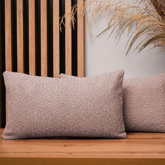 MG Design 2er Set Kissenbezüge 30 x 50 cm in Rosa - mit Reißverschluss, fein gewebt mit Chenille-Haptik, pflegeleich