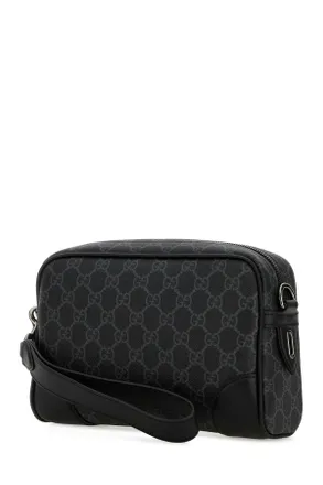 Gucci Mens Printed Canvas Small Gg Emblem Crossbody Bag Blackblackblack Borse A Tracolla
