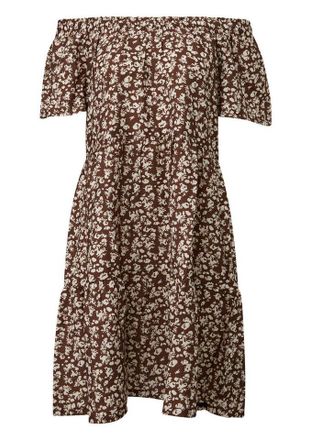 QS by s.Oliver Minikleid Kleid Viskosemix-Kleid mit Carmenausschnitt