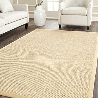 Safavieh Naturfaser Teppich für Wohnzimmer, Esszimmer, Schlafzimmer - Natural Fiber Collection, Kurzer Flor, Mais und Weizen, 91 X 152 cm
