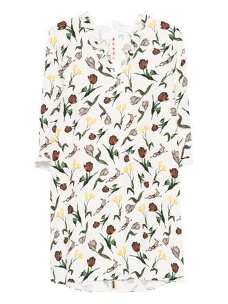 Marni robe courte à imprimé graphique - Blanc