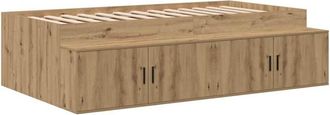 vidaXL Bett mit Stauraum Eiche handwerklich 80 x 200 cm Holzwerkstoff Vidaxl