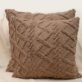 Insun 2er Set Kissenbezug Flauschig Boho Kissenhülle Dekokissen Sofakissen Couchkissen Zierkissenbezug Braun 50 x 50 cm