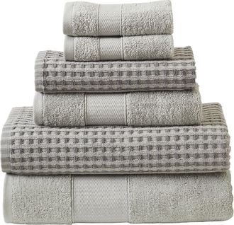 Modern Threads Amrapur Overseas 6-Piece Yarn Dyed Cobblestone Jacquard Towel Set, Silver