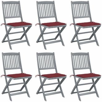 vidaXL Klappbare Gartenst&uuml;hle 6 Stk. mit Sitzkissen Massivholz Akazie vidaXL