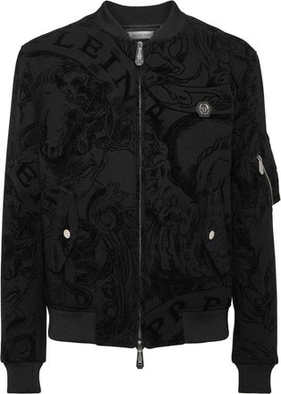 Philipp Plein Bomberjacke mit Logo-Print - Schwarz